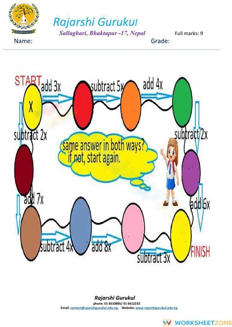 Algebraic Expressions Addition And Subtraction Worksheet