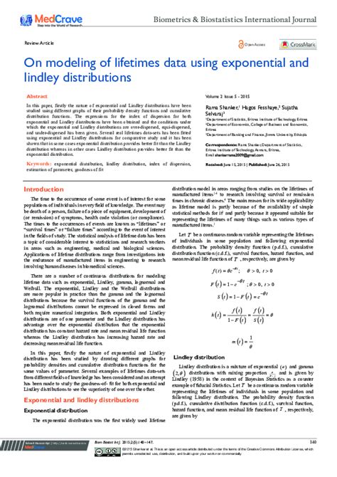 Pdf On Modeling Of Lifetimes Data Using Exponential And
