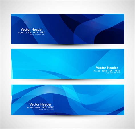 Abstract Shiny Three Blue Wave Header Whit Vector Vectors Images Graphic Art Designs In Editable
