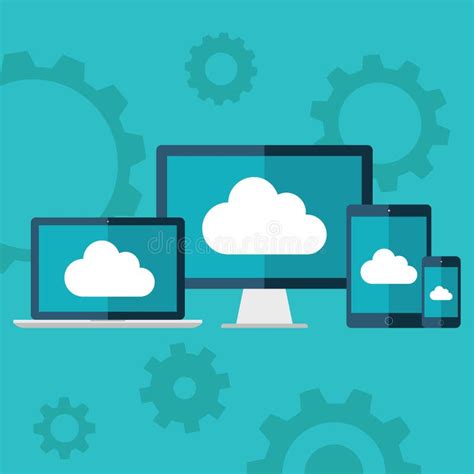 Cloud Computing Flat Design Illustration Of Laptop Desktop Computer