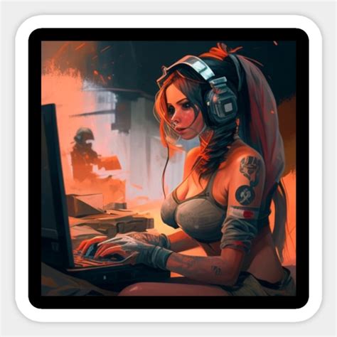 Sexy Girl Streamer Hot Video Game Character Sexy Woman Sticker TeePublic