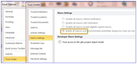 Macro Setting In Excel