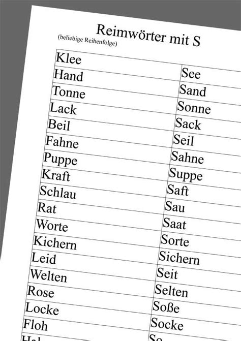Wörter Die Sich Gleich Reimen Reimschema • Reimschema Schnell