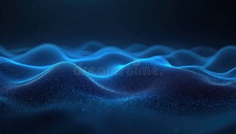 Abstract Blue Wave Pattern Consisting Dots On Dark Backdrop Digital Design Tech Background With