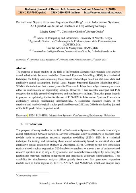 Pdf Partial Least Square Structural Equation Modelling Use In Information Systems An