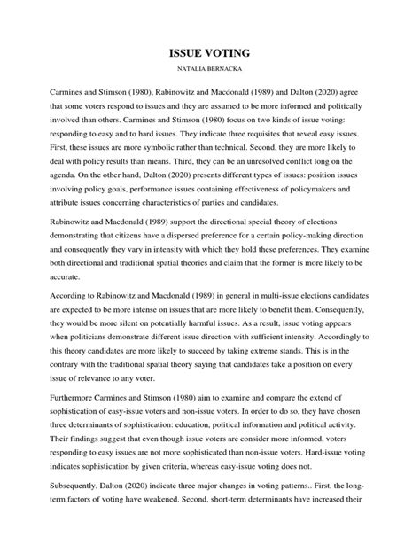 Issue Voting Pdf Voting Policy