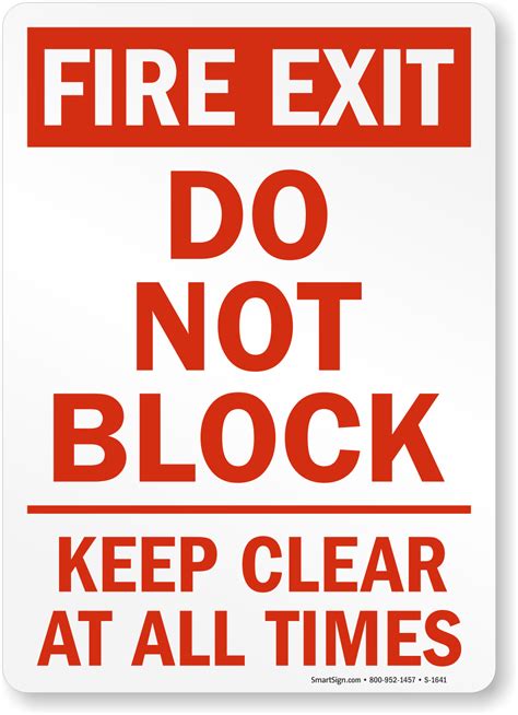 Fire Exit Do Not Block Keep Clear At All Times Sign SKU S