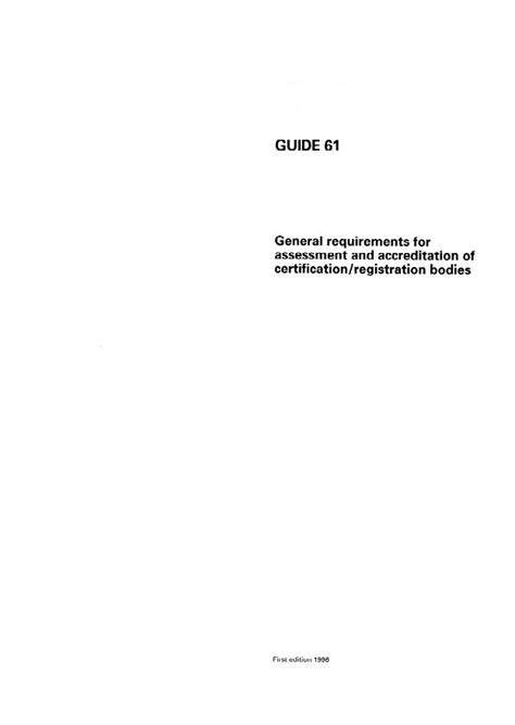 ISO IEC Guide 61 1996 General Requirements For Assessment And Accreditation Of