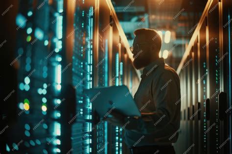 Premium Photo It Specialist In Data Center With Server Farm Cyber Security