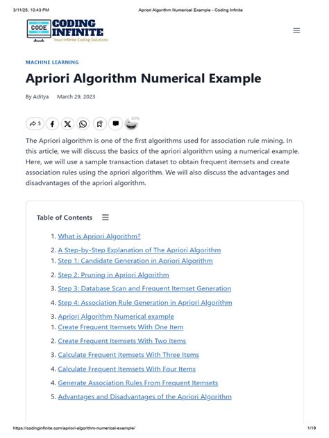 Apriori Algorithm Numerical Example Pdf Information Science Algorithms