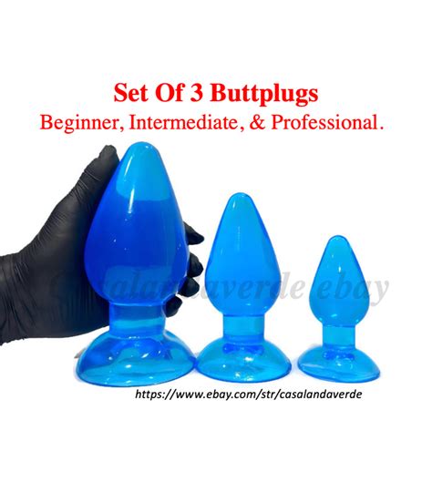 Set Of 3 Big Large Jelly Anal Buttplugs Dildos With Strong Suction Cup
