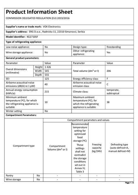 Ψυγείο Vox Kg 2710 Sf Σαββίδης Ι Κ Ε
