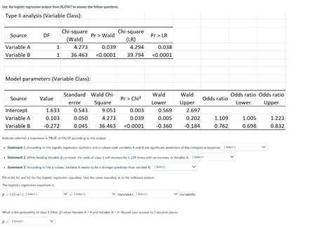Solved Use The Logistic Regression Output From Xlstat To