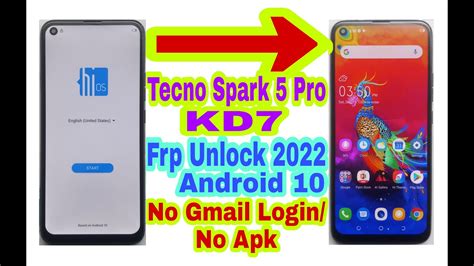 Tecno Spark 5 Pro KD7 Android 10 Frp Bypass Without Pc New Trick 2022 Reset Frp Lock 100