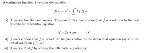 solved a continuous function f satisfies the equation