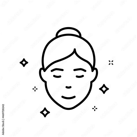 Woman With Beauty Face Skin Line Icon Healthy Fresh Female Face With Clean Skin Linear