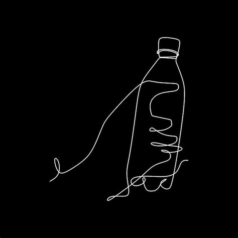 연속 라인 벡터 음료 병 그림 프리미엄 벡터
