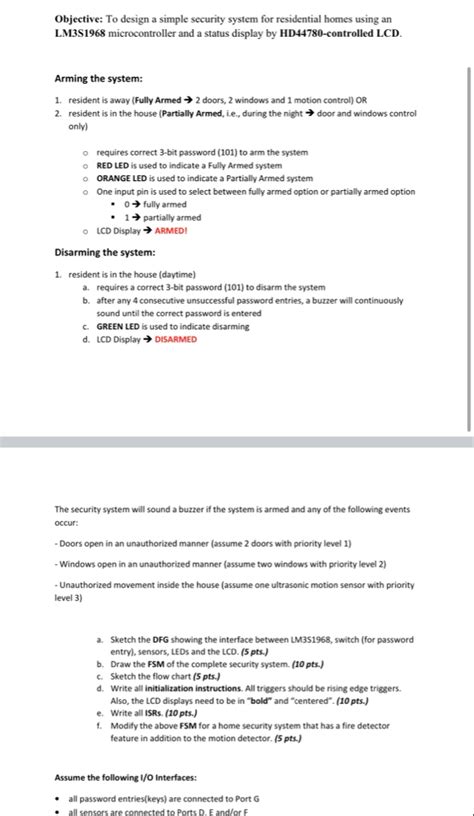 Solved Objective To Design A Simple Security System For