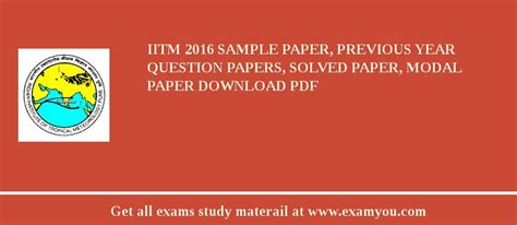 Iitm 2018 Sample Paper Previous Year Question Papers Solved Paper Modal Paper Download Pdf