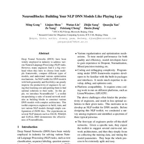 Neuronblocks Building Your Nlp Dnn Models Like Playing Lego Acl