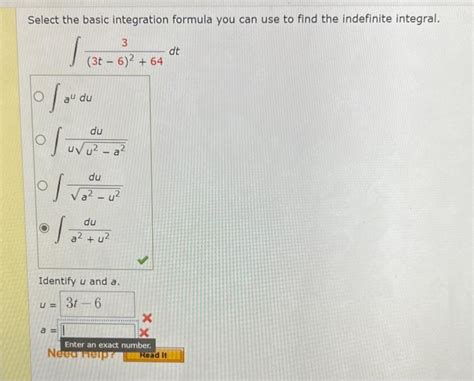 Solved Select The Basic Integration Formula You Can Use To