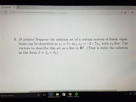 solved suppose the solution set of a certain system of