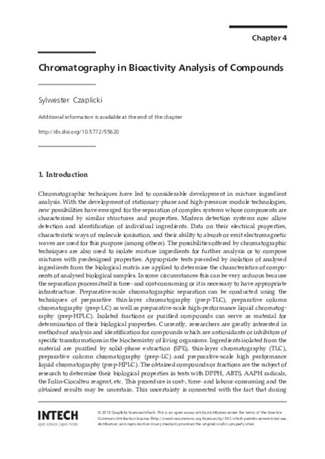 Pdf Chromatography In Bioactivity Analysis Of Compounds