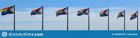 Row Of Progress Pride Flag Stock Image Image Of Girl 256582367