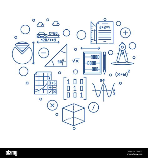 Mathematics Education Vector Outline Heart Shaped Banner Math Concept Line Minimal