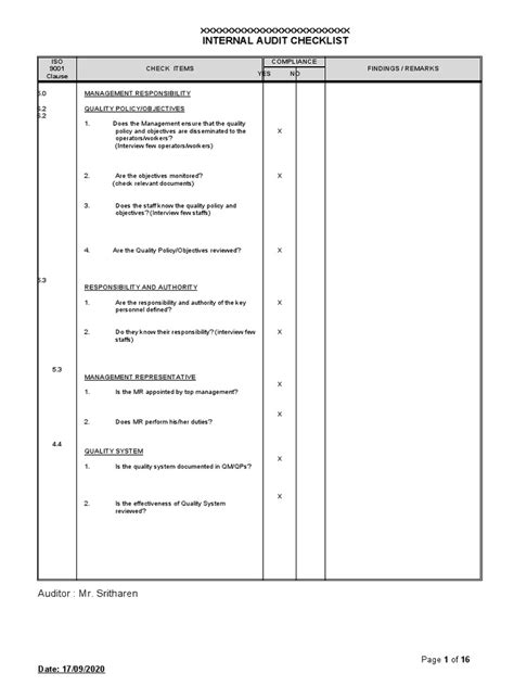Iqa Checklist Smple Pdf Audit Internal Audit Iqa Checklist Smple Pdf Audit Internal Audit