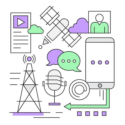 선형 소셜 미디어 및 마케팅 아이콘 무료 벡터