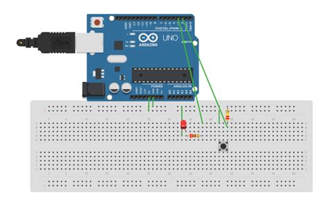 Circuit Design Entradas Salidas Con Pulsador Y Led Tinkercad