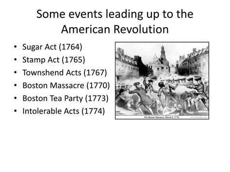 Ppt Some Events Leading Up To The American Revolution Powerpoint