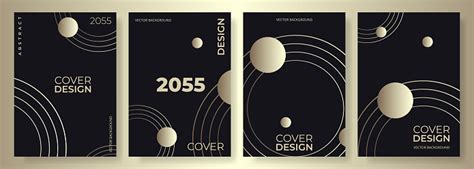 검정색과 금색 추상 현대 수직 배경 벡터 와 황금 원 와 원형 선 와 빛나는 기하학적 포스터 컬렉션입니다 소책자 책 전단지를 위한 호화스러운 디자인 표지 템플렛 0명에 대한