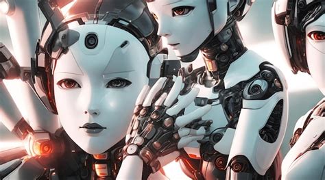 Premium Photo Female Robot Working In Futuristic Digital Environment