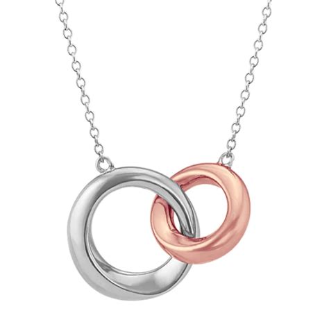 Interlocking Circle Necklace In Two Tone Sterling Silver18 In Shane Co