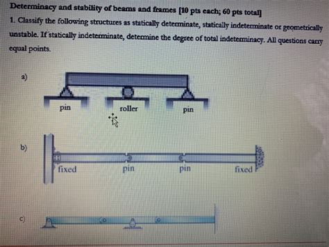 Solved Determinacy And Stability Of Beams And Frames 10 Pts