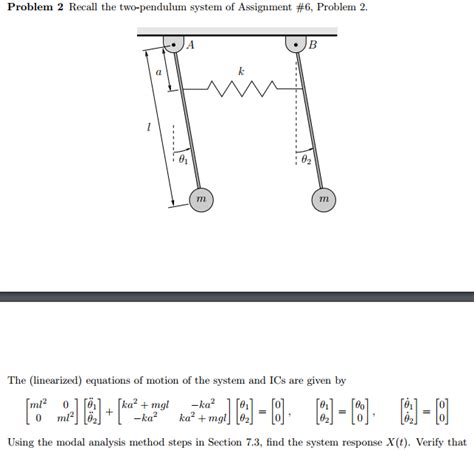 Solved Recall The Two Pendulum System Of Assignment 6