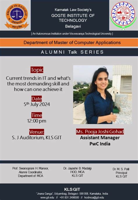 Dept Of Mca Presents Alumni Talk Series Gogte Institute Of Technology