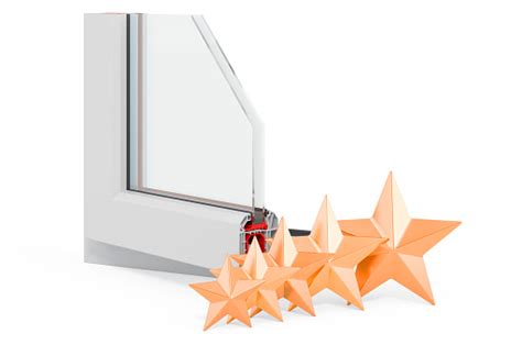 플라스틱 창 프로파일 개념의 등급입니다 5개의 황금별이 있는 플라스틱 창 프로파일 흰색 배경에서 격리된 3d 렌더링 3차원 형태에 대한 스톡 사진 및 기타 이미지 Istock