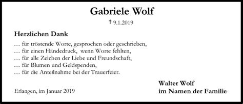 Traueranzeigen Von Gabriele Wolf Trauer Nn De