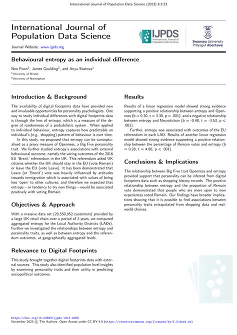 pdf behavioural entropy as an individual difference