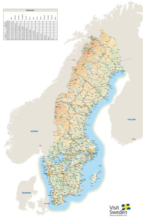 Large Detailed Highways Map Of Sweden With All Cities And Airports