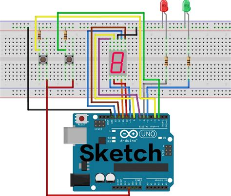 how to make arduino uno 7 segment counter display push button