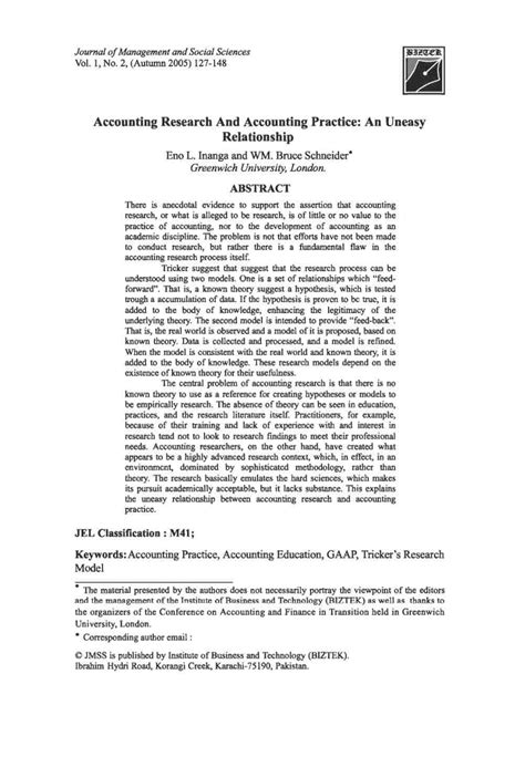 Pdf Accounting Research And Accounting Practice An Uneasy Relationship