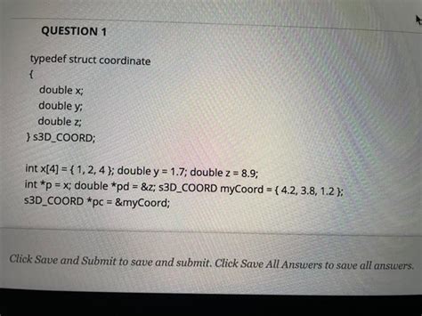 Solved Question 1 Typedef Struct Coordinate Double X