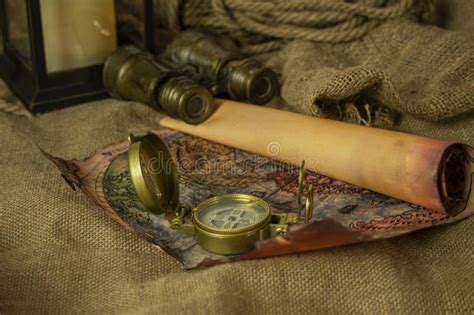 Skull And Adventure Objects For Exploration Stock Image Image Of