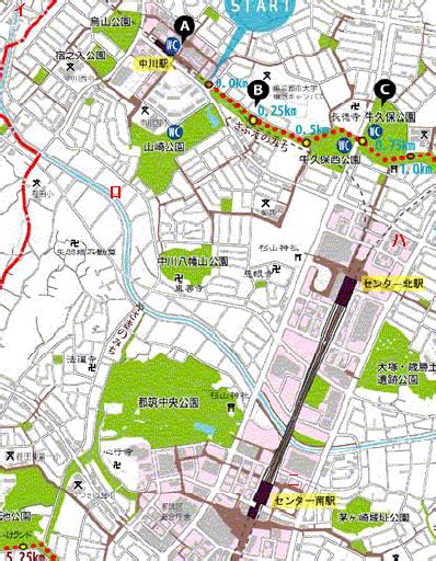 都筑区緑道沿いの公園横浜市都筑区センター南駅前皮膚科
