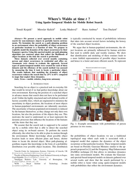Pdf Wheres Waldo At Time T Using Spatio Temporal Models For Mobile Robot Search