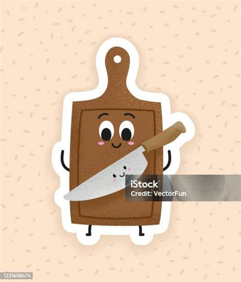 귀여운 도마와 정육점의 날카로운 칼 최소한의 벡터 일러스트 행복한 친구 영원히 스티커 가와이이 만화 스타일로 디자인 되었습니다 재미있는 티셔츠와 배너에 사용합니다 귀여운에